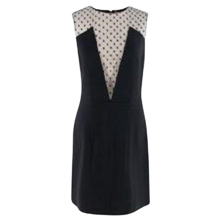 Saint Laurent Black Swiss Dot Tulle Panel Dress For Sale at 1stDibs