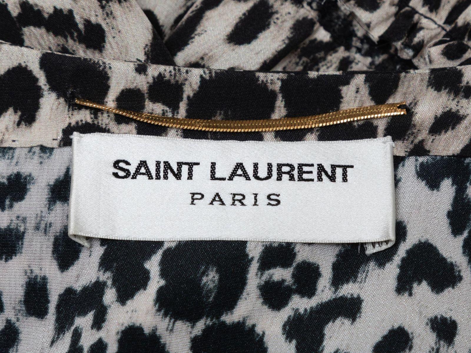Saint Laurent Black and Tan Silk Leopard Print Mini Dress For Sale at ...
