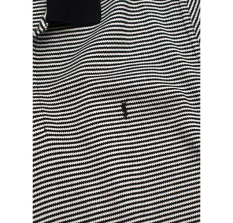 Saint Laurent Black and White Striped Pique Polo Shirt For Sale at 1stDibs