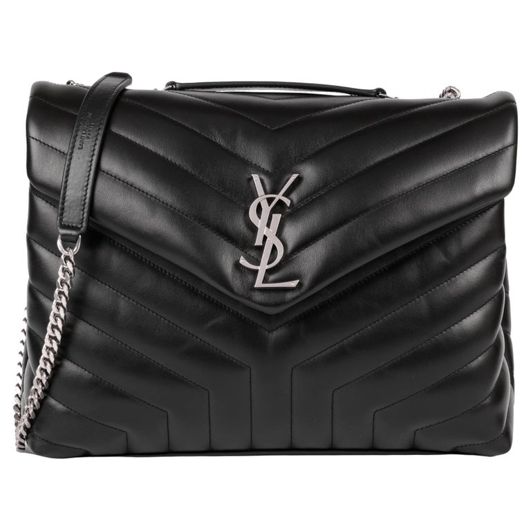 SAINT LAURENT Black Y Quilted Calfskin Leather Medium Loulou For Sale ...