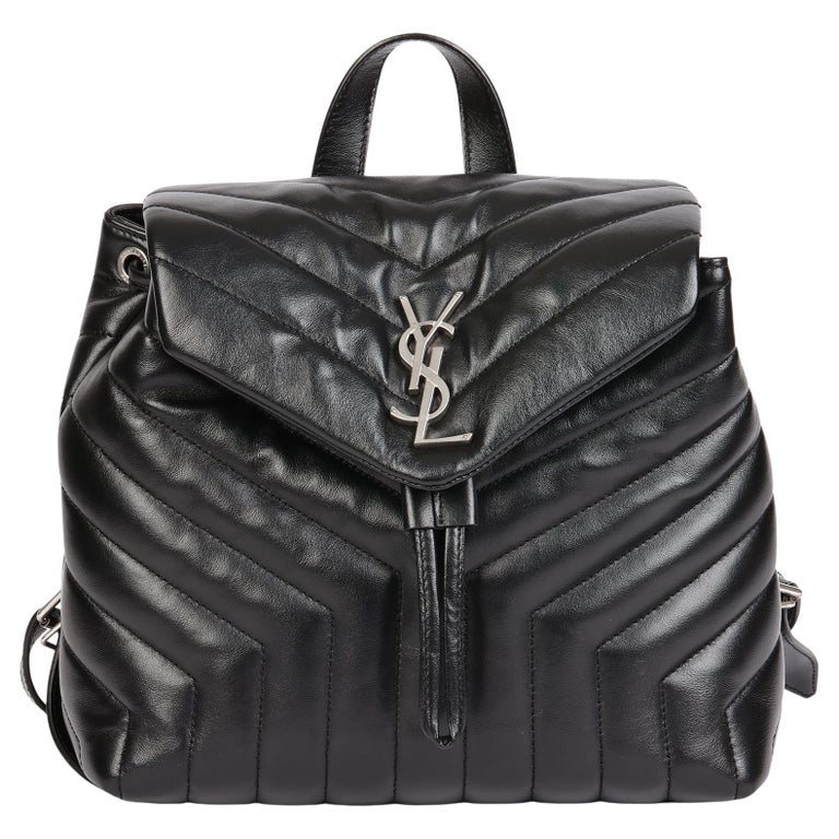 SAINT LAURENT Black Y Quilted Calfskin Leather Small LouLou Backpack ...