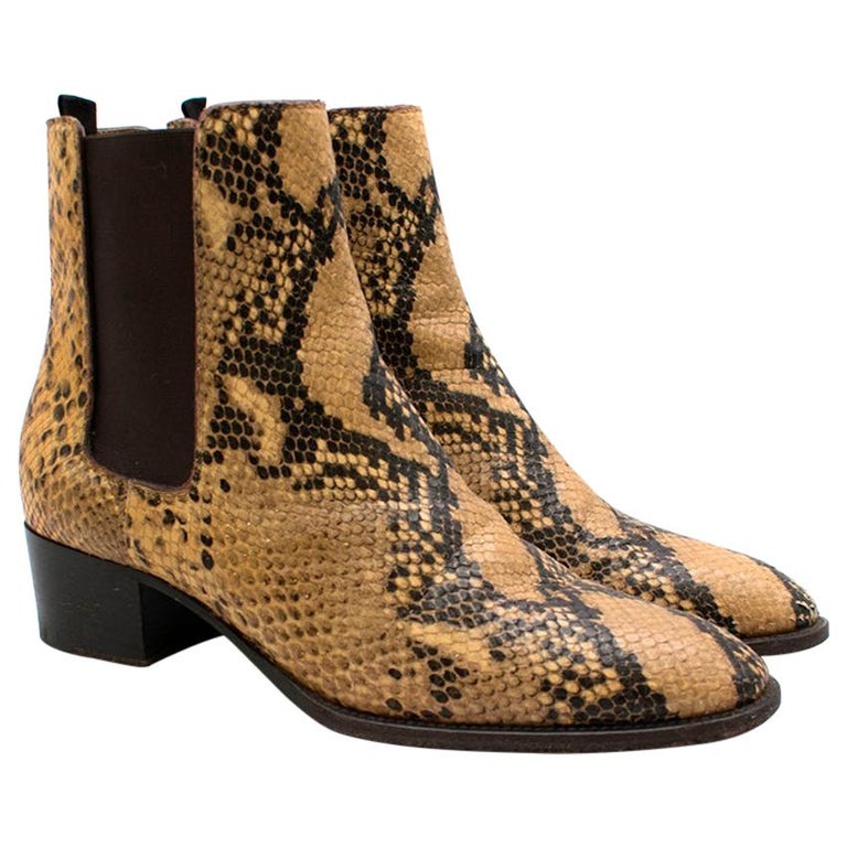 Saint Laurent Blake python-effect leather ankle boots 40 at 1stDibs ...