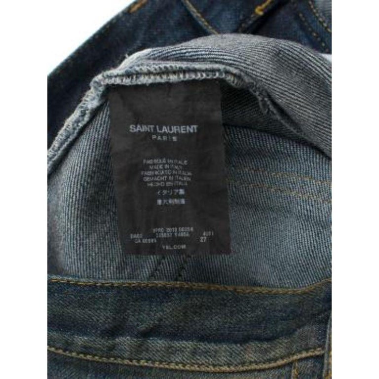 Saint Laurent Blue Distressed Wash Skinny Jeans For Sale at 1stDibs
