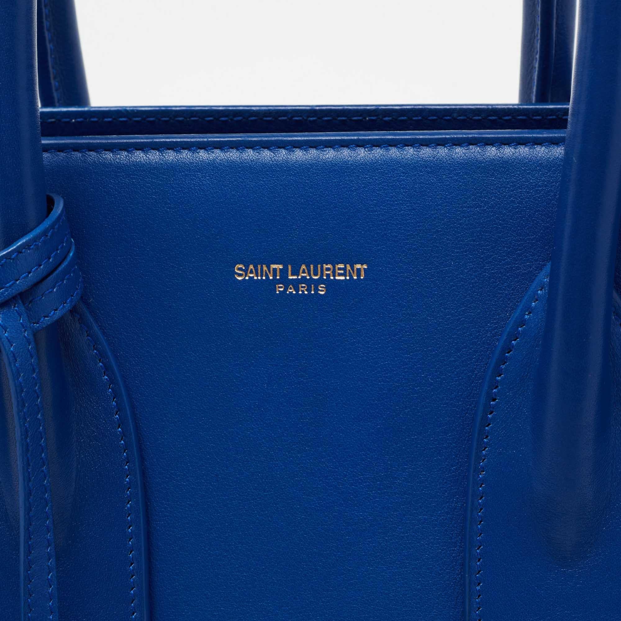 Saint Laurent Blue Leather Small Classic Sac De Jour Tote at 1stDibs ...