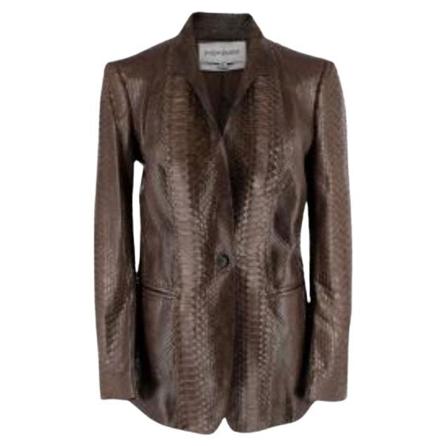 Saint Laurent Brown Vintage Python Single Breasted Blazer For Sale at ...