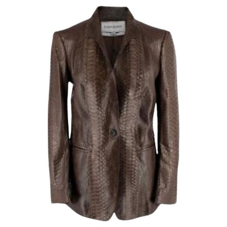 Saint Laurent Brown Vintage Python Single Breasted Blazer For Sale at ...