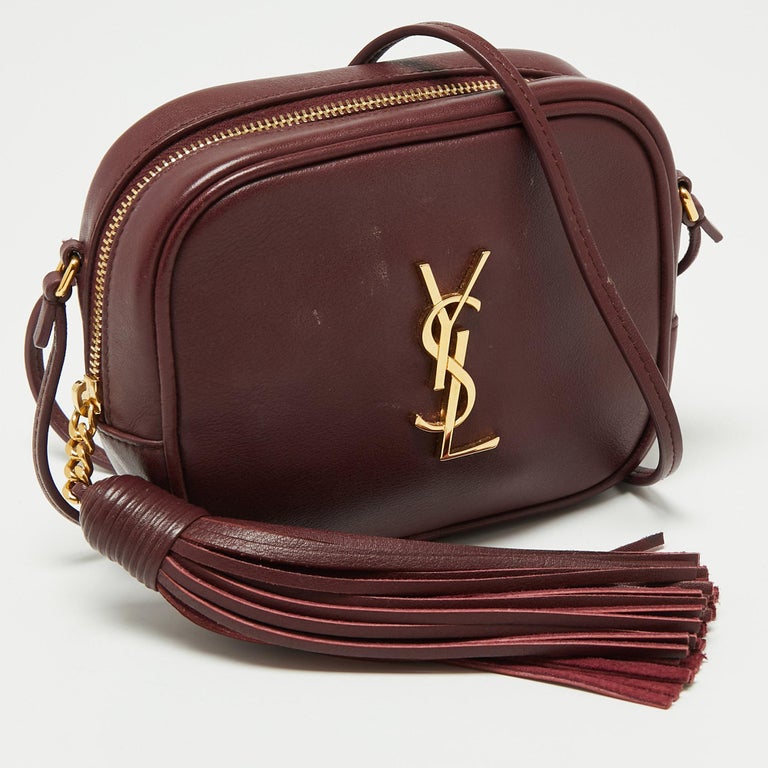 Saint Laurent Burgundy Leather Mini Blogger Crossbody Bag at 1stDibs