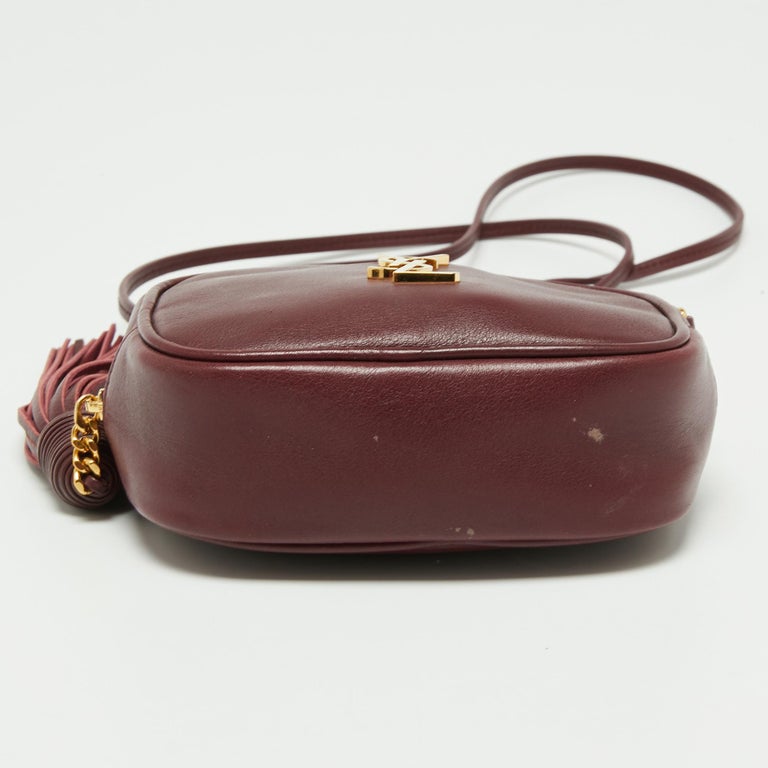 Saint Laurent Burgundy Leather Mini Blogger Crossbody Bag at 1stDibs