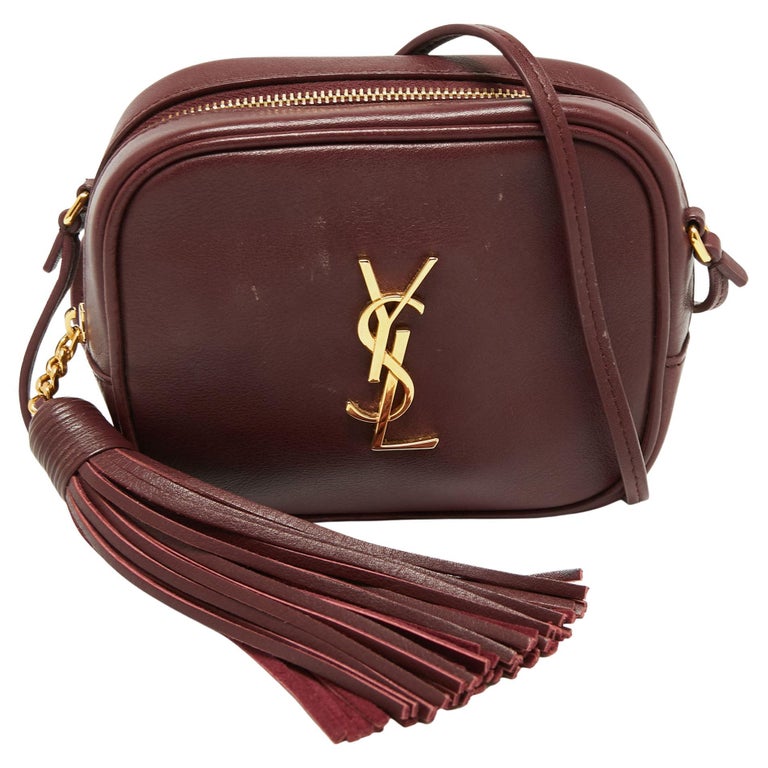 Saint Laurent Burgundy Leather Mini Blogger Crossbody Bag at 1stDibs