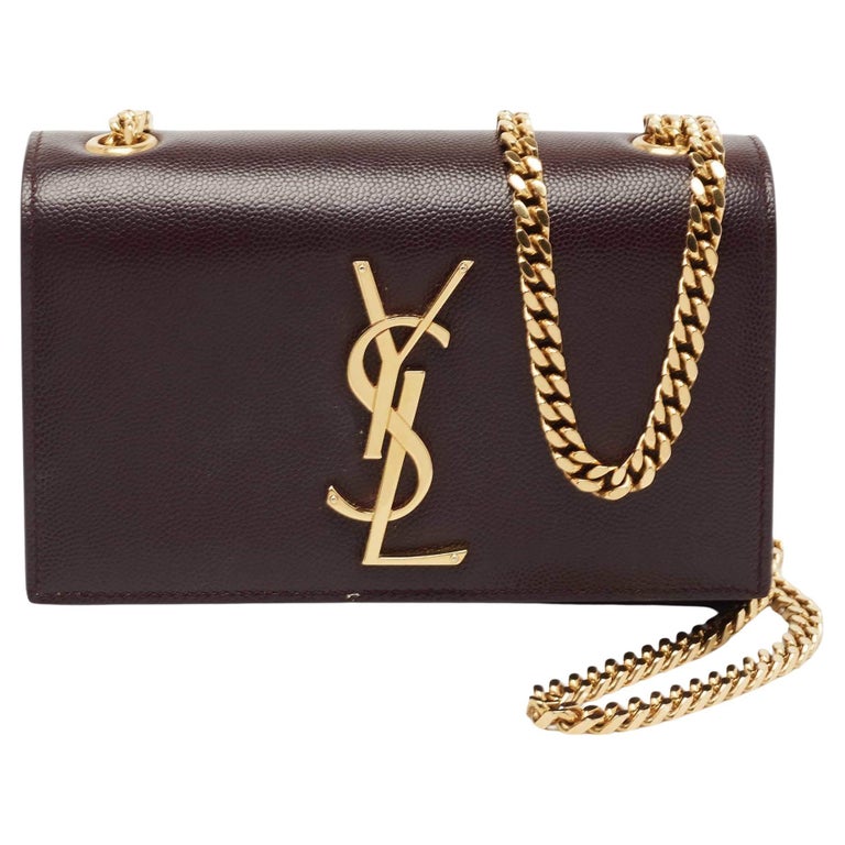 Saint Laurent Burgundy Leather Small Monogram Kate Chain Bag For Sale ...