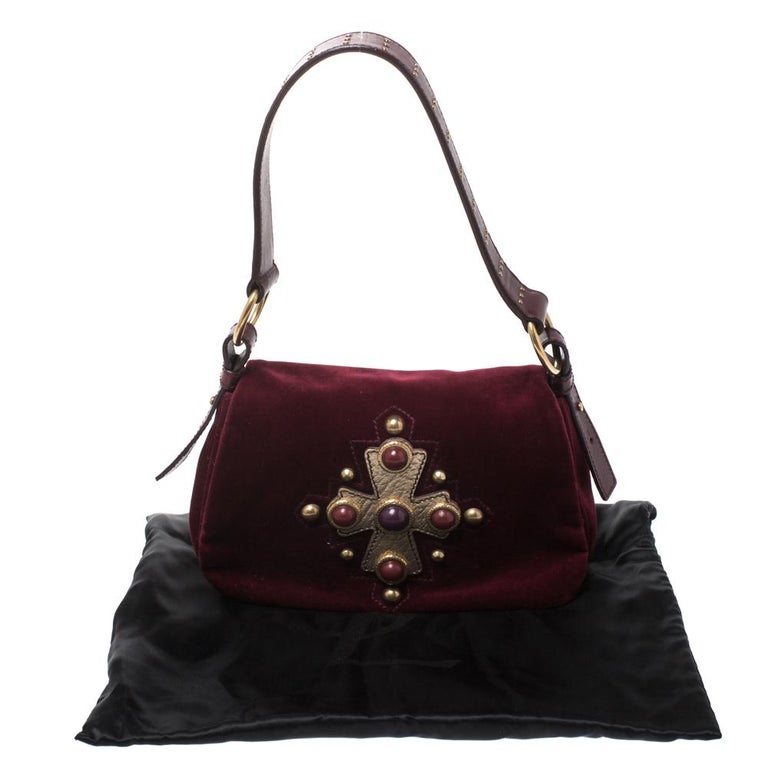 Saint Laurent Burgundy Velvet Venise Shoulder Bag at 1stDibs