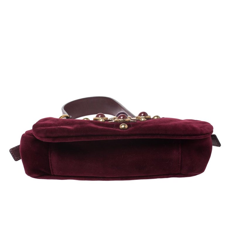 Saint Laurent Burgundy Velvet Venise Shoulder Bag at 1stDibs