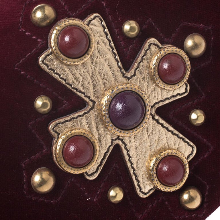 Saint Laurent Burgundy Velvet Venise Shoulder Bag at 1stDibs