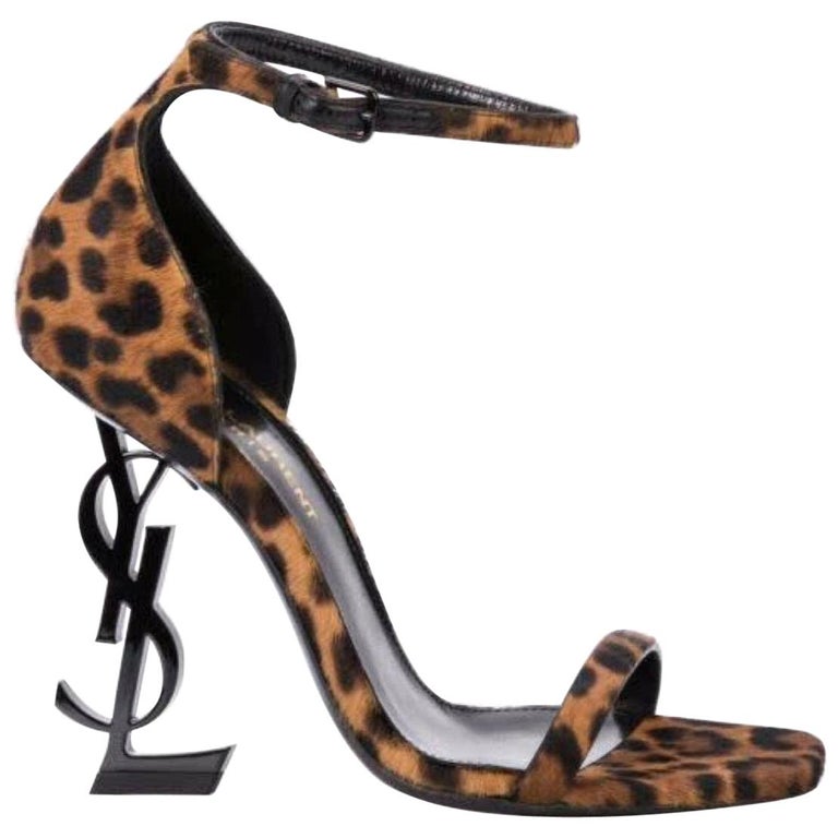 Saint Laurent Calf Hair Leopard Opyum 110 Sandal Heel (39.5 EU) at ...