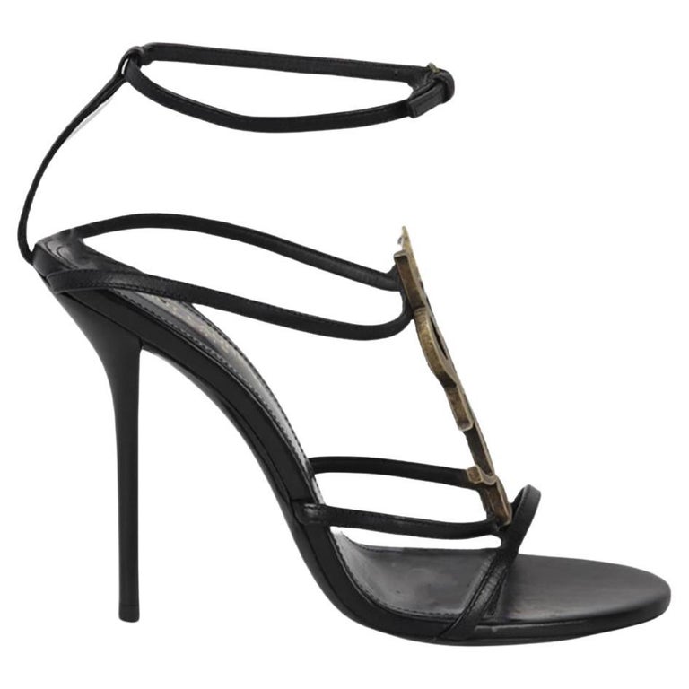 Saint Laurent Cassandra Logo Embellished Leather Sandals Eu 38 Uk 5 Us ...