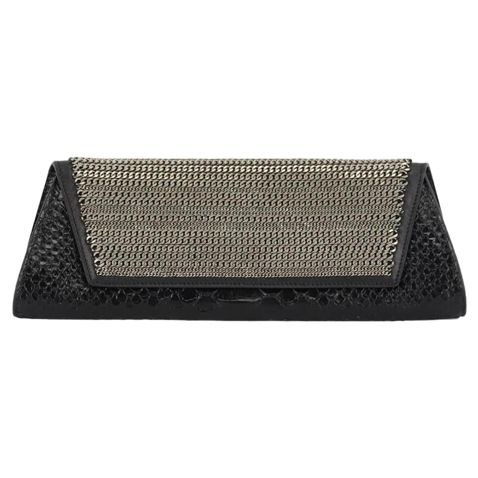 new SAINT LAURENT Uptown green croc embossed gold YSL logo envelope ...