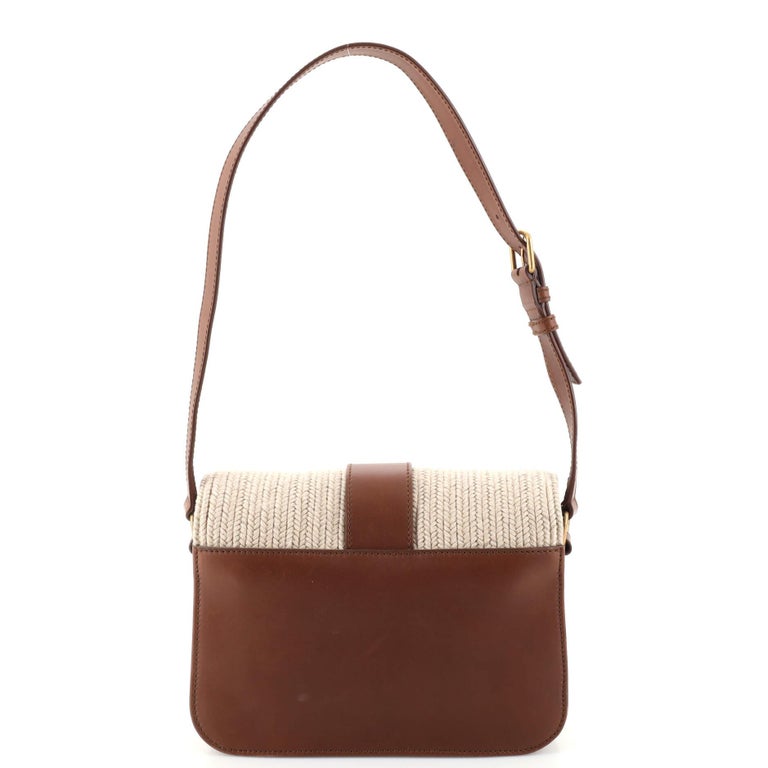 Saint Laurent Chyc Flap Bag Raffia and Leather Medium For Sale at 1stDibs