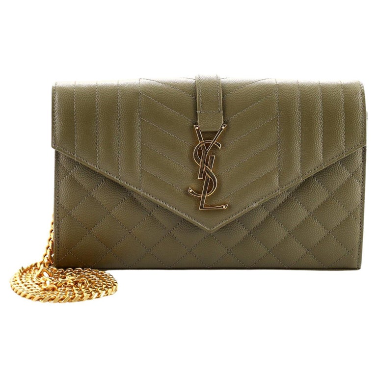 Saint Laurent Classic Monogram Chain Wallet Mixed Matelasse Leather ...