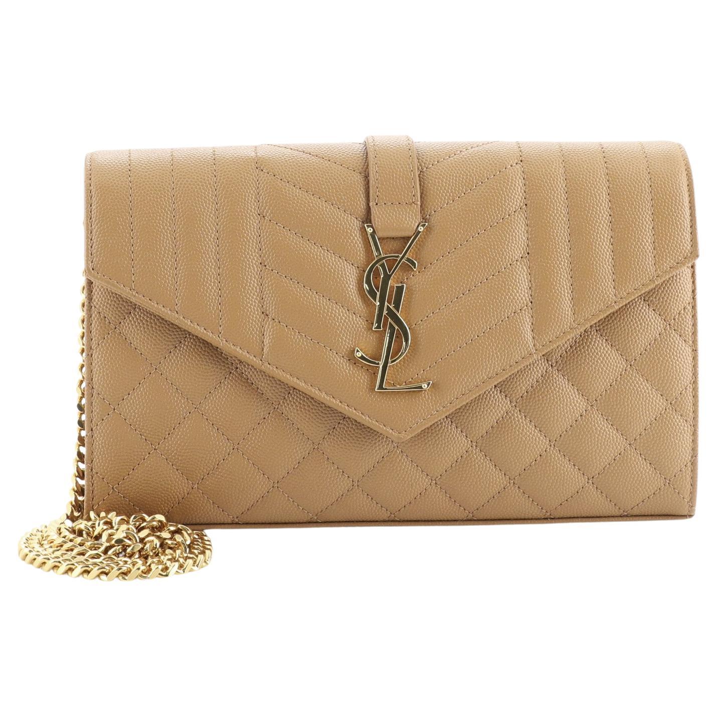 Saint Laurent Classic Monogram Double Zip Wallet Matelasse Chevron ...