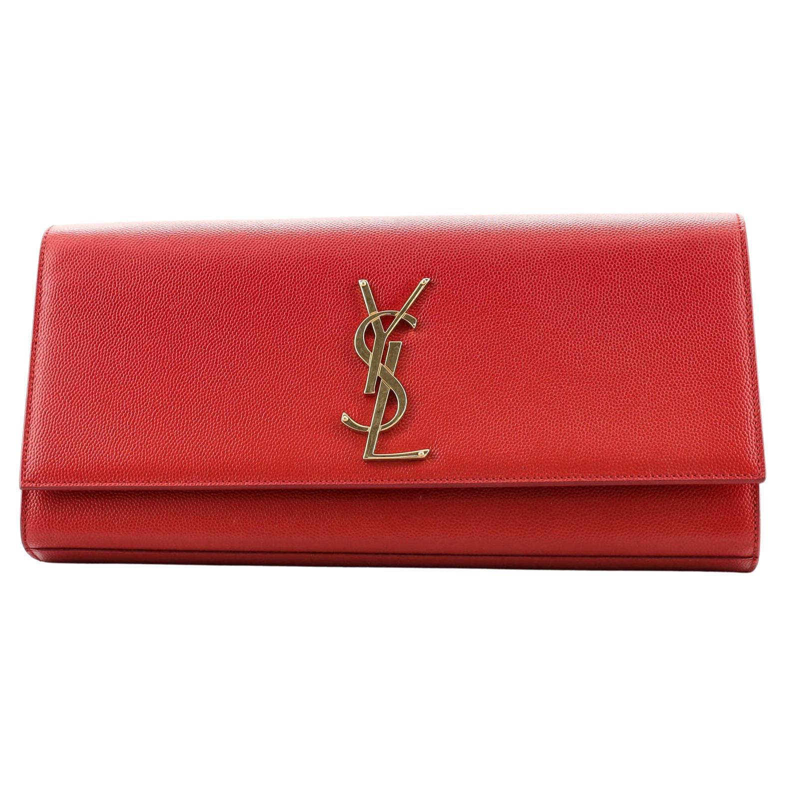 Saint Laurent Classic Monogram Clutch Leather Long at 1stDibs