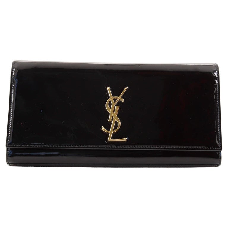 Saint Laurent Classic Monogram Clutch Patent Long For Sale at 1stDibs