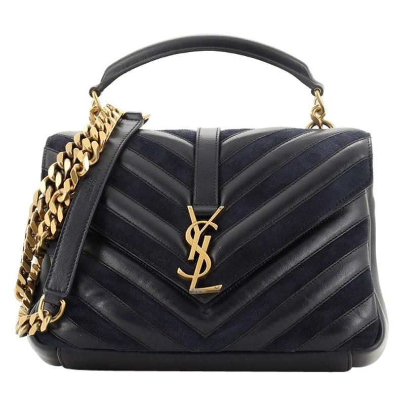 Saint Laurent Classic Monogram College Bag Matelasse Chevron Leather ...