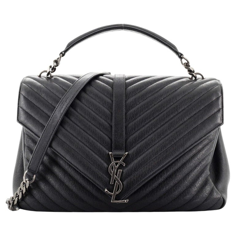 Saint Laurent Classic Monogram College Bag Matelasse Chevron Leather ...