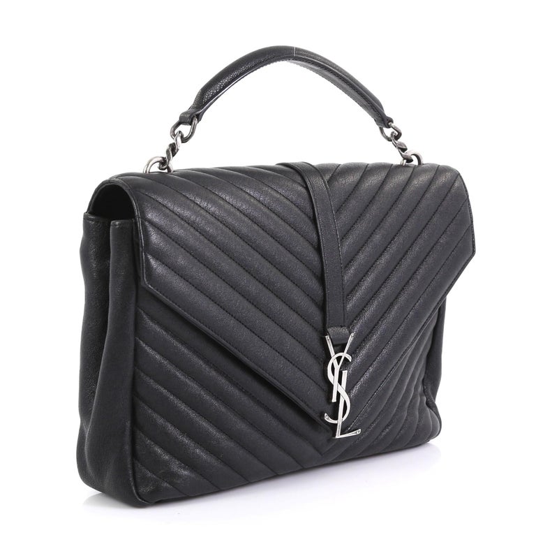 Saint Laurent Classic Monogram College Bag Matelasse Chevron Leather ...