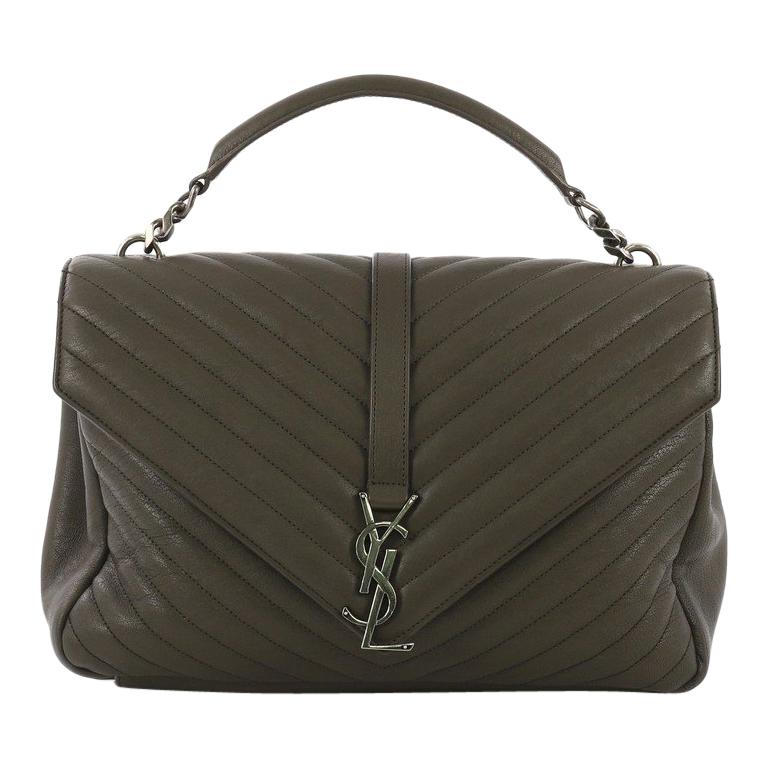 Saint Laurent Classic Monogram College Bag Matelasse Chevron Leather ...