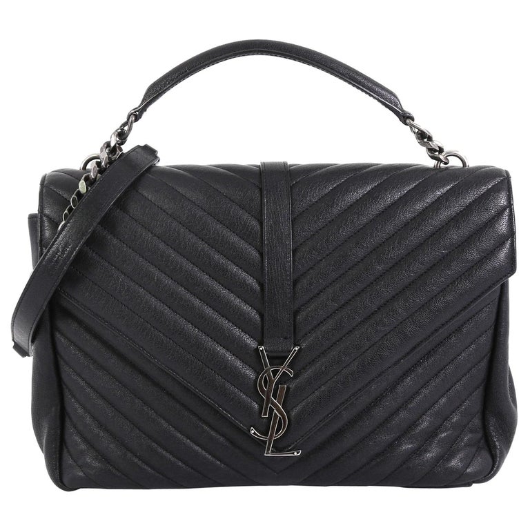 Saint Laurent Classic Monogram College Bag Matelasse Chevron Leather ...