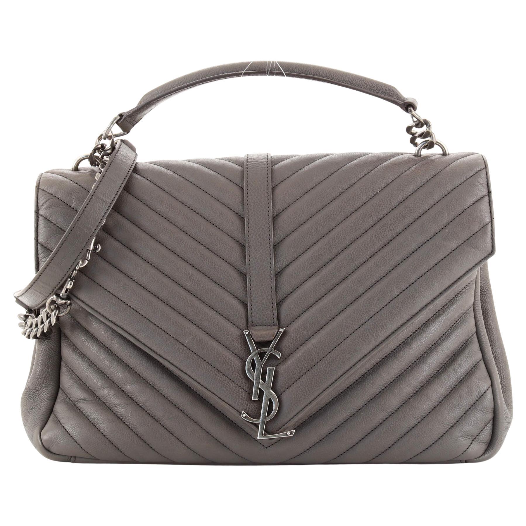 Saint Laurent Classic Monogram College Bag Matelasse Chevron Leather ...