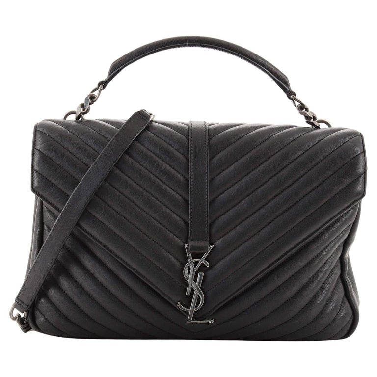 Saint Laurent Classic Monogram College Bag Matelasse Chevron Leather ...