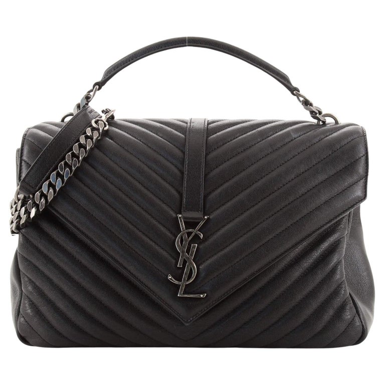 Saint Laurent Classic Monogram College Bag Matelasse Chevron Leather ...