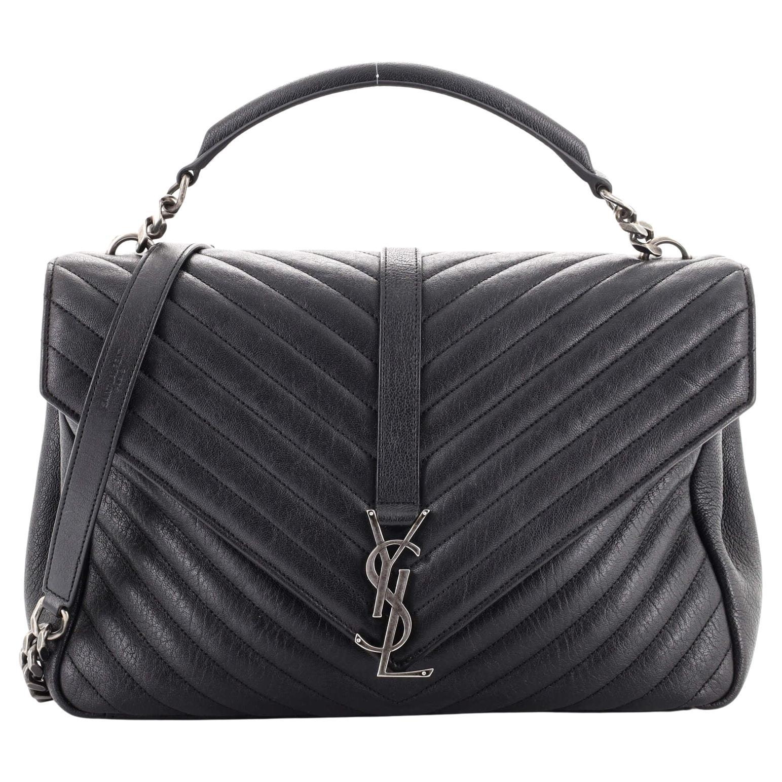 Saint Laurent Black Leather Small Emmanuelle Fringed Bucket Bag at ...