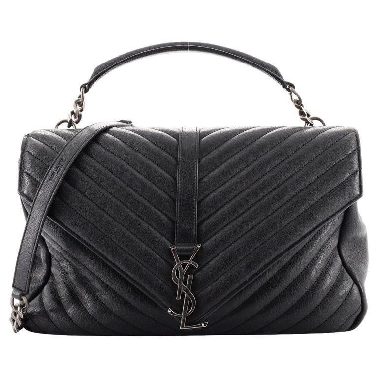 Saint Laurent Classic Monogram College Bag Matelasse Chevron Leather ...