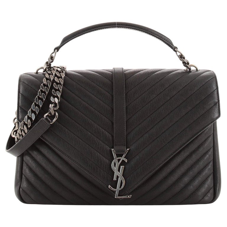 Saint Laurent Classic Monogram College Bag Matelasse Chevron Leather ...