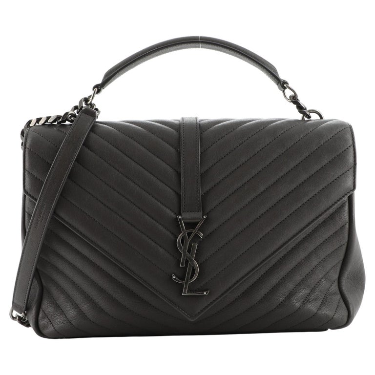 Saint Laurent Classic Monogram College Bag Matelasse Chevron Leather ...
