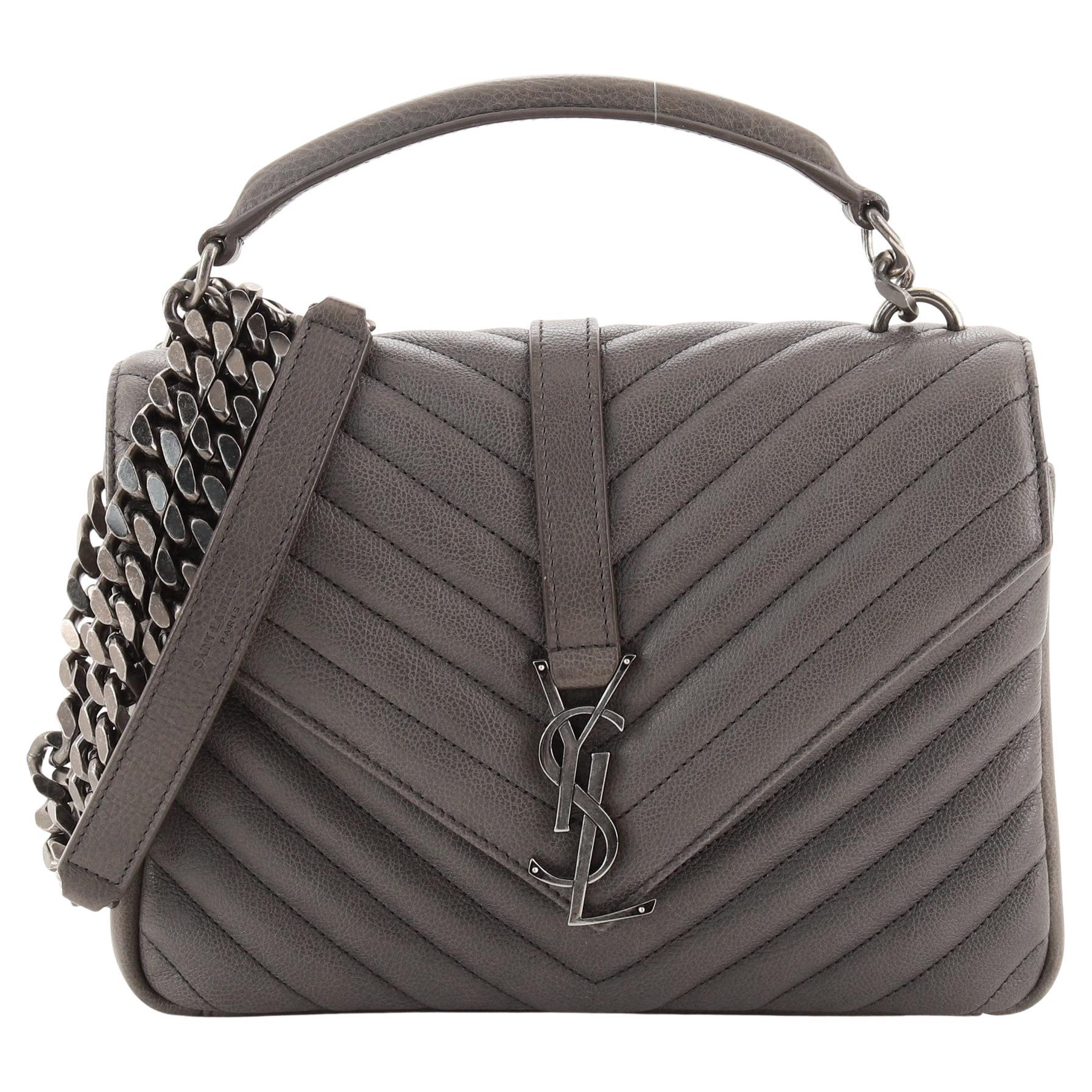 Saint Laurent Classic Monogram College Bag Matelasse Chevron Leather ...