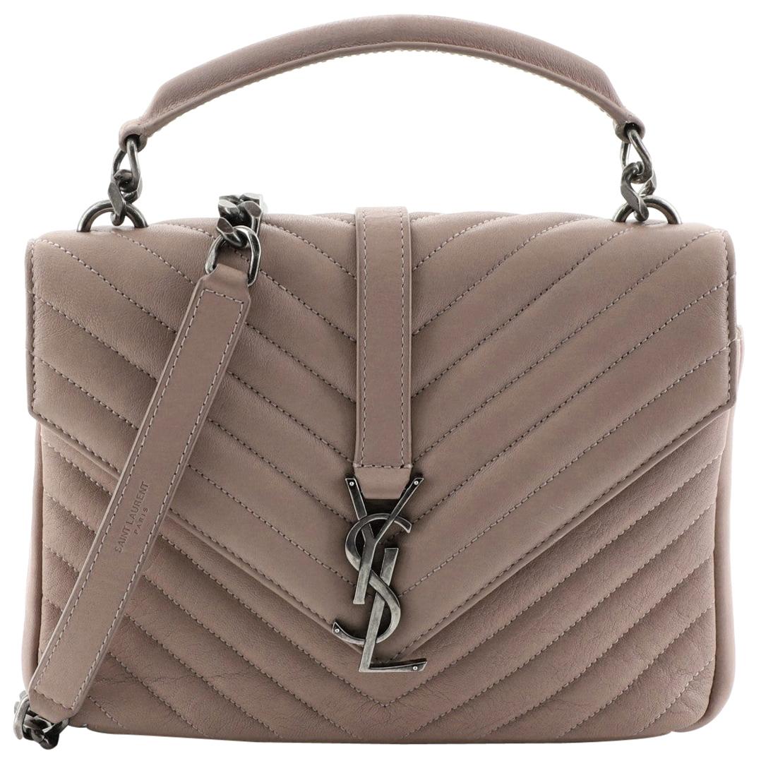 Saint Laurent Classic Monogram College Bag Matelasse Chevron Leather ...