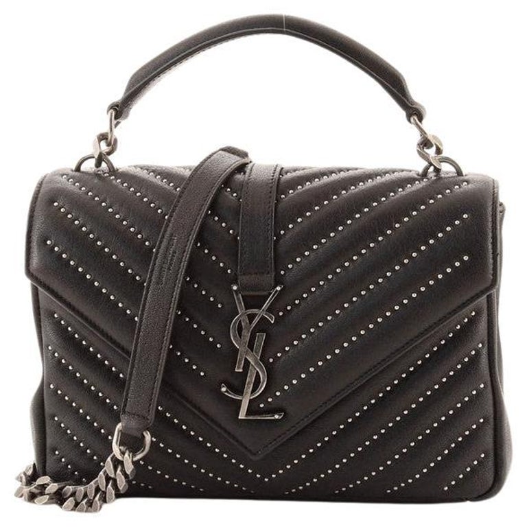 Saint Laurent Classic Monogram College Bag Studded Matelasse Chevron ...