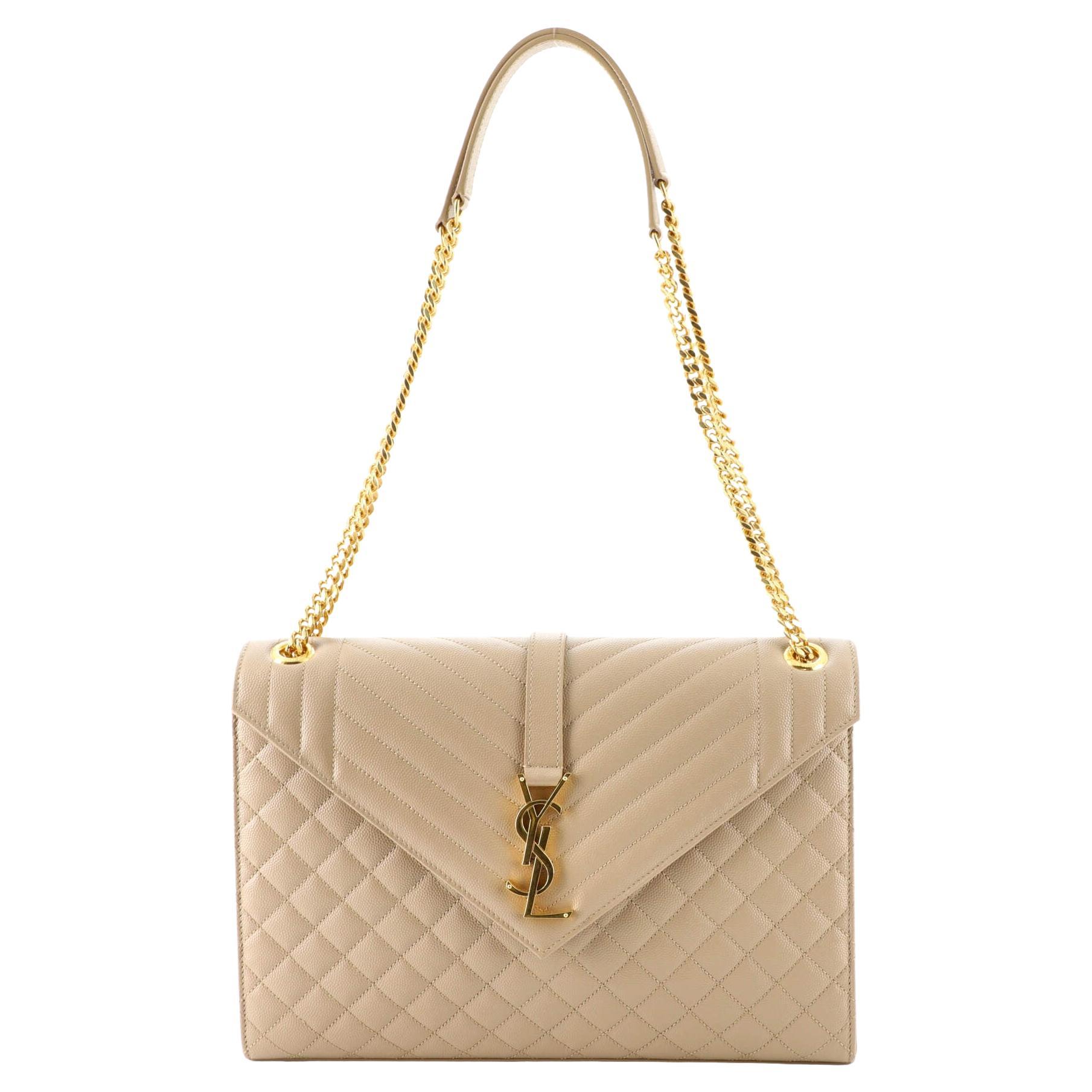Saint Laurent Classic Monogram Envelope Satchel Quilted Leather Large ...