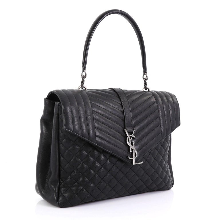 Saint Laurent Classic Monogram Slouchy Top Handle Bag Mixed Matelasse ...