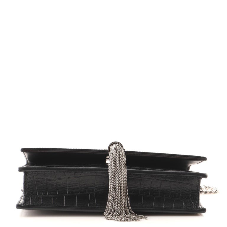 Saint Laurent Classic Monogram Tassel Chain Wallet Crocodile Embossed ...