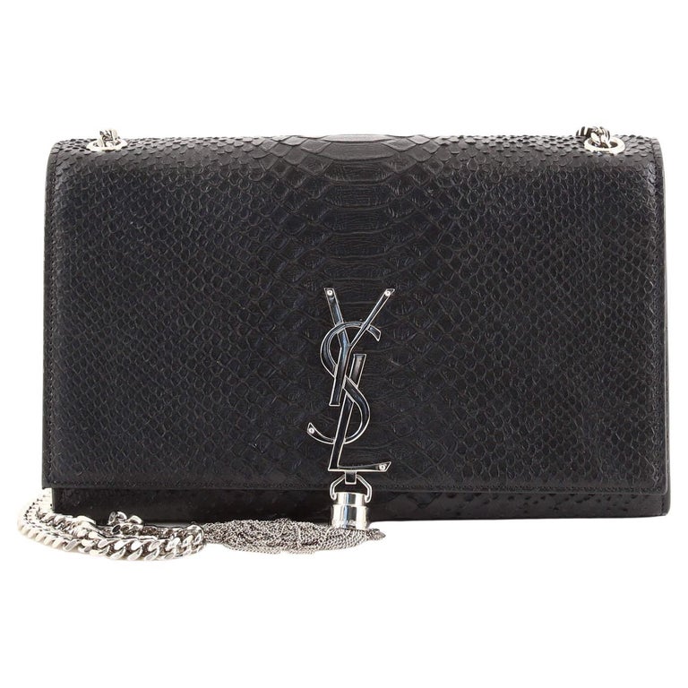 Saint Laurent Classic Monogram Tassel Crossbody Bag Python Embossed ...
