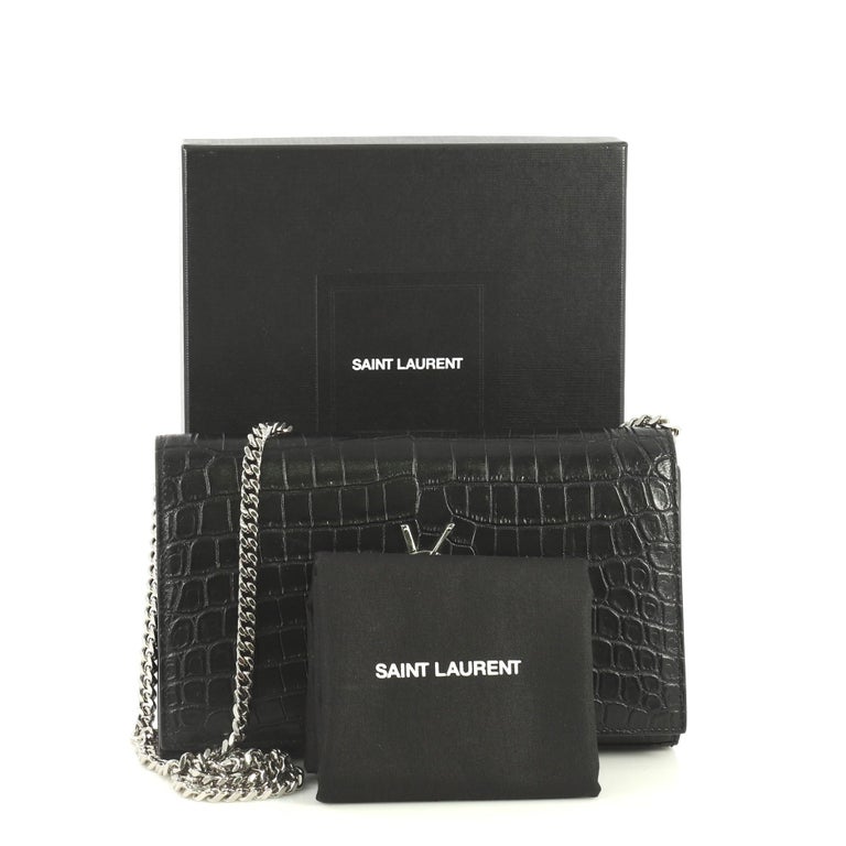 Saint Laurent Classic Monogram Wallet on Chain Crocodile Embossed ...