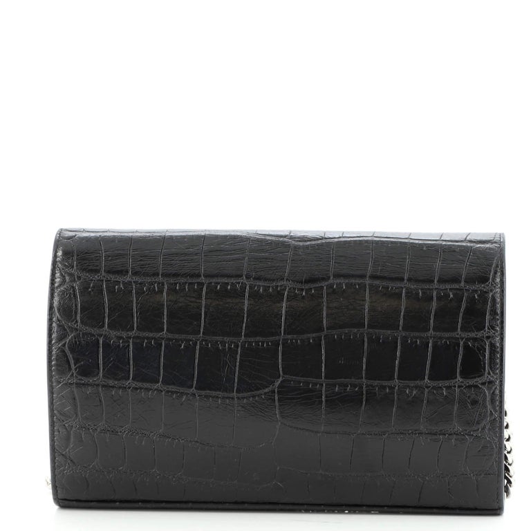 Saint Laurent Classic Monogram Wallet on Chain Crocodile Embossed ...