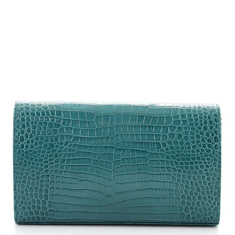 Saint Laurent Classic Monogram Wallet on Chain Crocodile Embossed ...