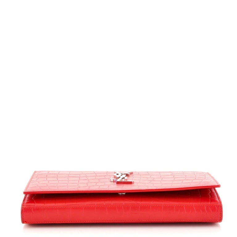 Saint Laurent Classic Monogram Wallet on Chain Crocodile Embossed ...