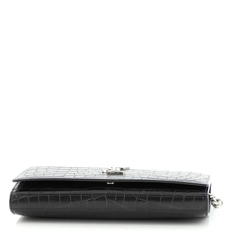 Saint Laurent Classic Monogram Wallet on Chain Crocodile Embossed ...