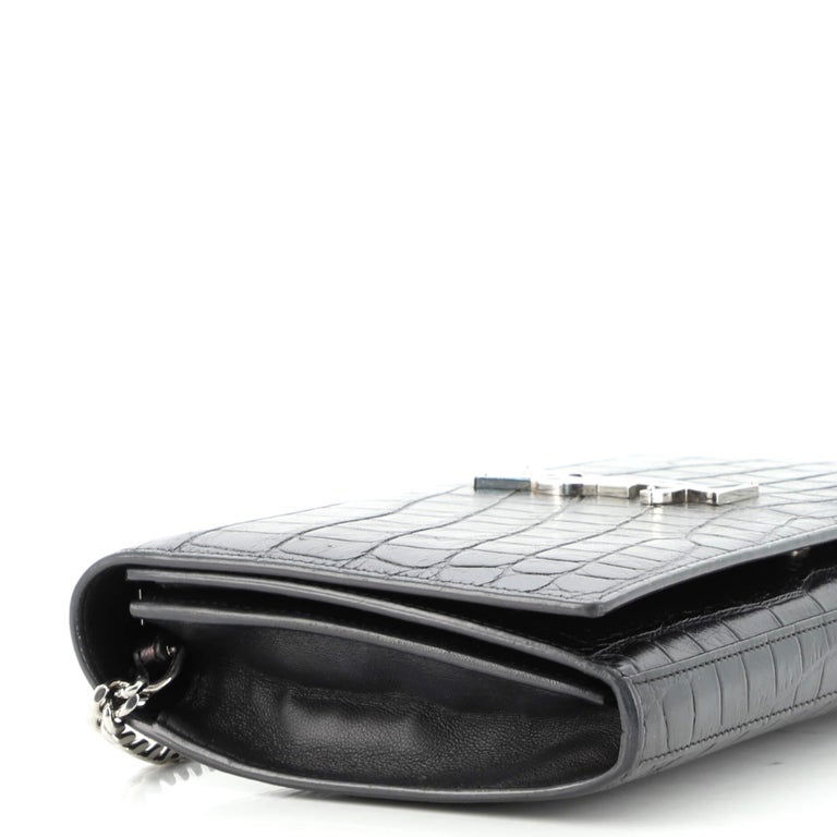 Saint Laurent Classic Monogram Wallet on Chain Crocodile Embossed ...